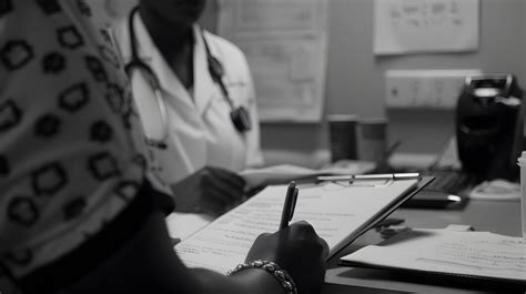Patient Filling Out Forms Medical Professional Reviewing Documents In