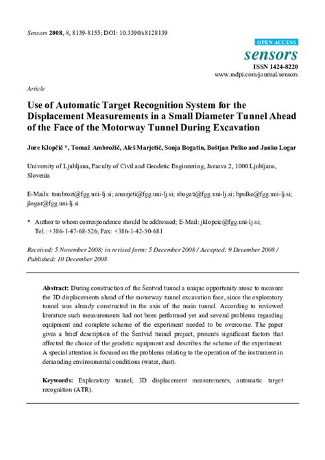 Pdf Use Of Automatic Target Recognition System For The Displacement Measurements In A Small