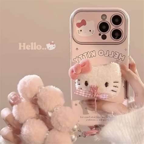 헬로키티 인형 폼폼이 펄 털 스트랩 아이폰 폰케이스 에이블리