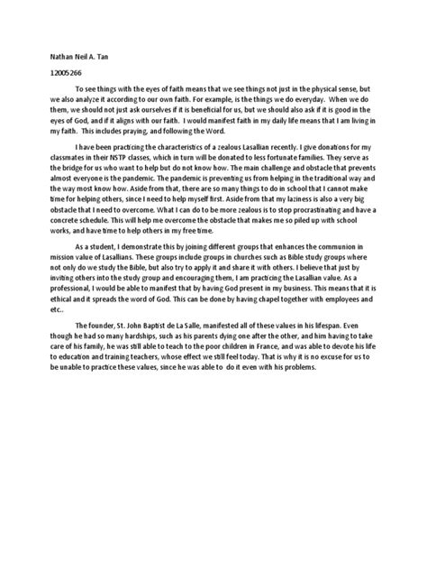 Value Reflection Pdf Faith