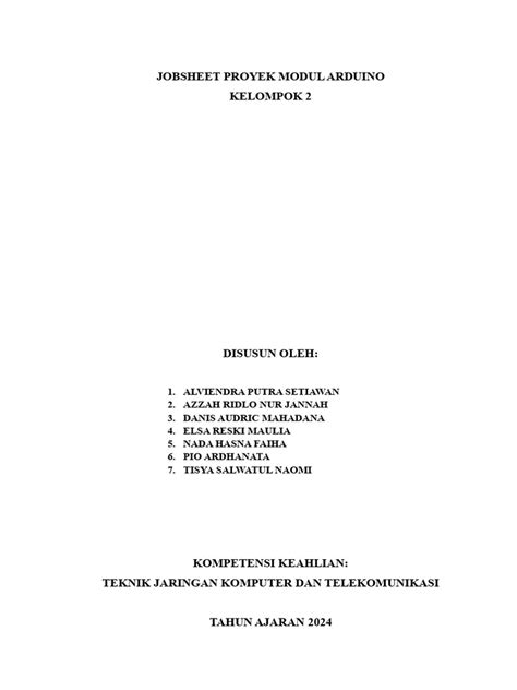 Jobsheet Proyek Modul Arduino Pdf Komputer