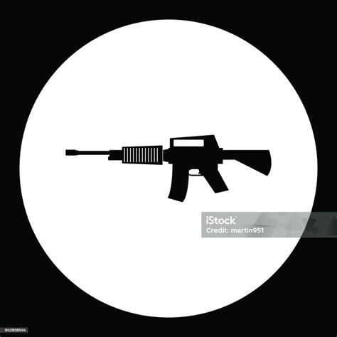 육군 기관총 간단한 실루엣 블랙 아이콘 Eps10 검은색에 대한 스톡 벡터 아트 및 기타 이미지 검은색 기관총 단순함 Istock
