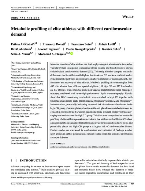 pdf metabolic profiling of elite athletes with different