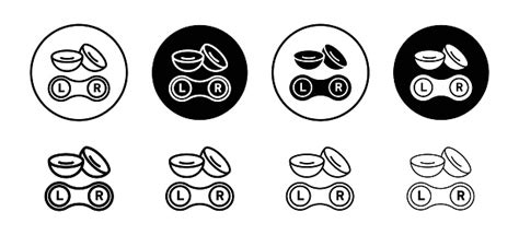 콘택트 렌즈 벡터 아이콘 세트 모음입니다 콘택트 렌즈 윤곽선 평면 아이콘입니다 건강관리와 의술에 대한 스톡 벡터 아트 및 기타 이미지 건강관리와 의술 검안 깨끗한
