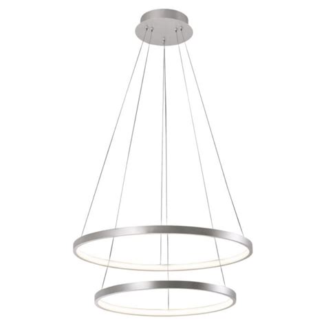 Circle 2lt Silver Double Ring Led Pendant Light Castle Lighting
