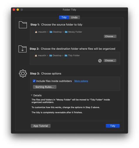 folder tidy quickly organize folders