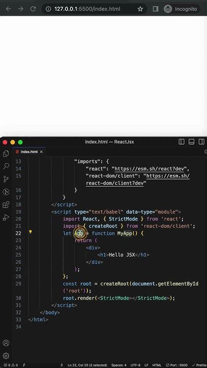 Write React Jsx Code In Html Coding Webdevelopment Shorts Youtube