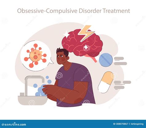 Obsessive Compulsive Disorder Treatment Concept Stock Illustration
