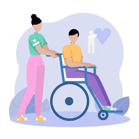 Premium Vector Volunteer Helps Disabled Person In Wheelchair