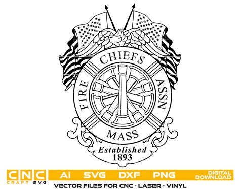 Fire Chief Badge Svg Massachusetts Fire Department Badge Vector File