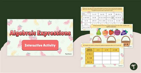 Algebraic Expressions Interactive Activity Teach Starter
