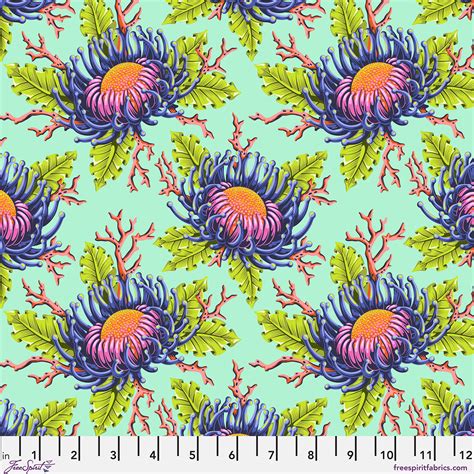 Friends And Anemones Seafoam Floral Reef Tula Pink By The Half