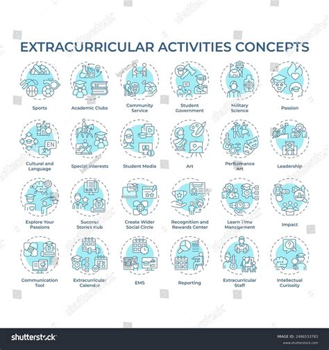 Extracurricular Activities Soft Blue Concept Icons Stock Vector Royalty Free 2486533783