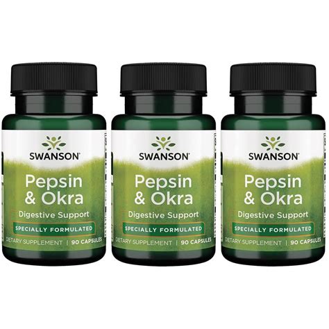 Swanson Pepsin And Okra 90 Caps 3 Pack