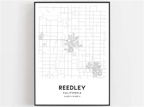 Reedley Map Print Reedley Map Poster Wall Art Ca City Map Etsy