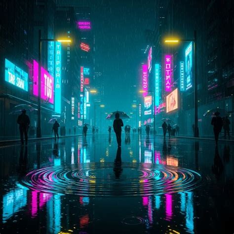 Free Neon Rain Reflections Photo Cyberpunk Neon Rain Download At