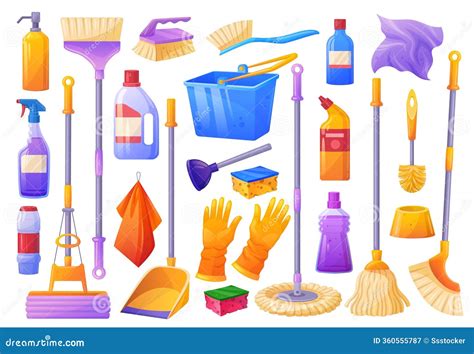 Cartoon Cleaning Supplies Clean Tools Products Household Stuff