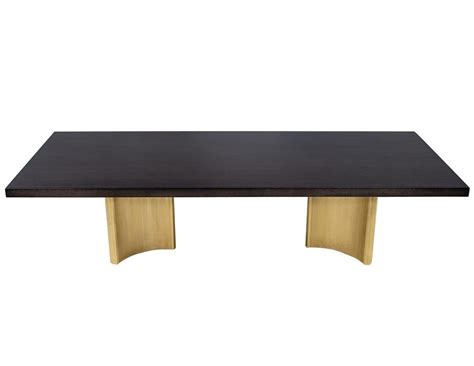 Carrocel Custom Modern Oak Dining Table With Brass Eiffel Pedestals For