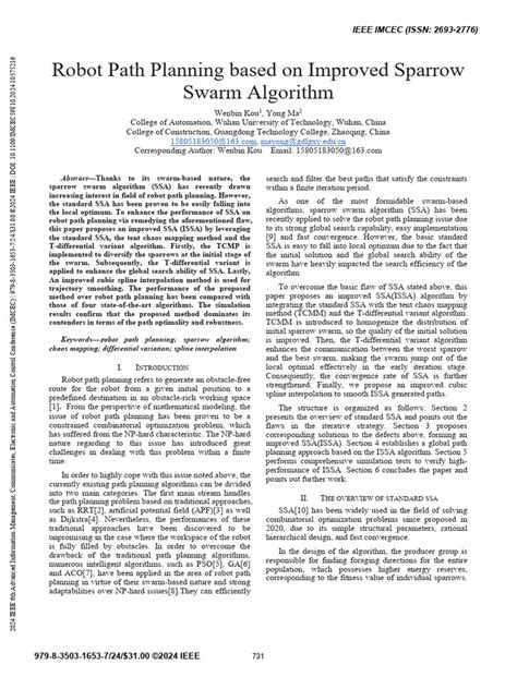 Robot Path Planning Based On Improved Sparrow Swarm Algorithm Pdf