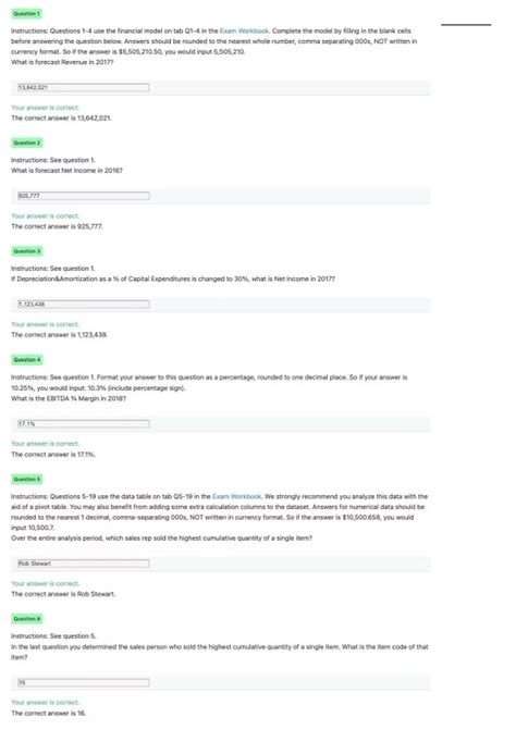 100 A Answer Sheet Wall Street Prep Excel Crash Course Retake Exam