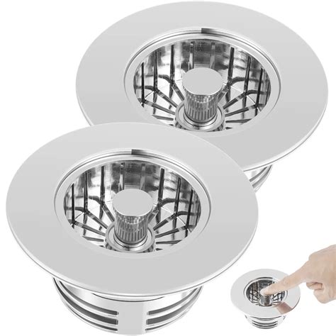 2 Pack Stainless Steel Pop Up Sink Strainers With Anti Clogging Filters