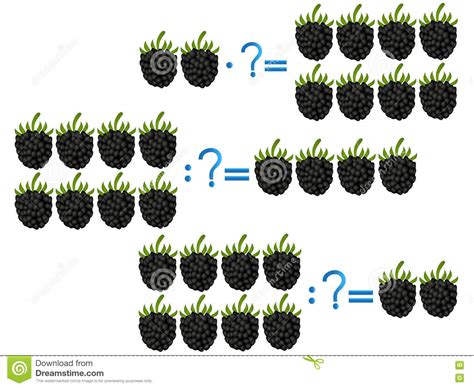 Action Relationship Of Division And Multiplication Examples With Blackberry Stock Vector