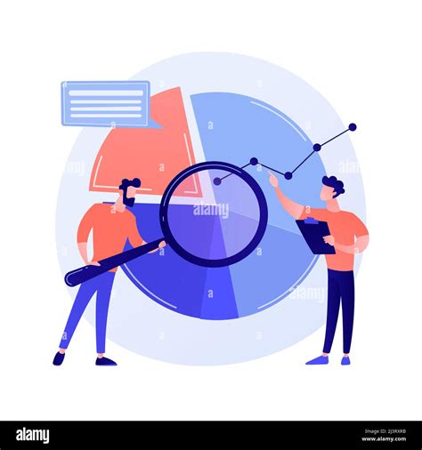 Statistical Analysis Man Cartoon Character With Magnifying Glass Analyzing Data Circular