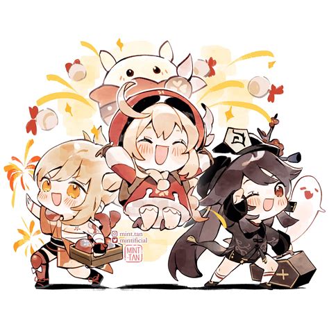Hu Tao Klee Boo Tao And Yoimiya Genshin Impact Drawn By Mint Tan Danbooru