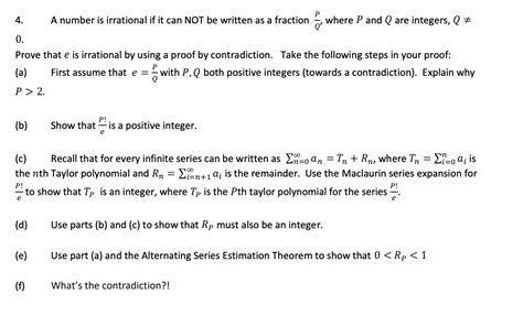 Solved 4 A Number Is Irrational If It Can Not Be Written As