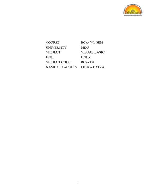 173004675859faculty E Notes Unit 1 Introduction To Visual Basic Pdf Window Computing