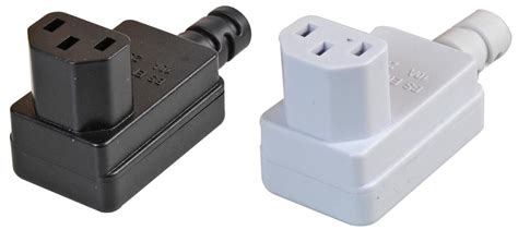 Rewireable Iec C13 Socket Right Angled White Black 90° Turn Uk