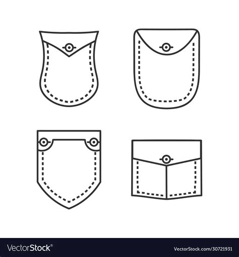 Set Patch Pockets Royalty Free Vector Image Vectorstock
