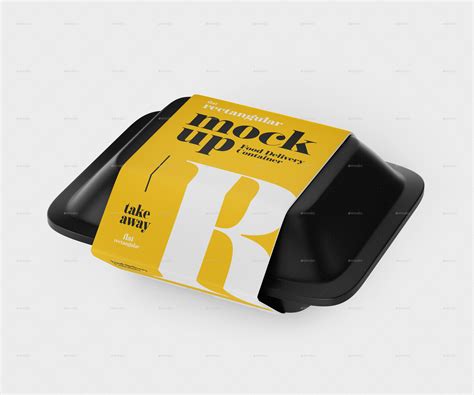 Flat Rectangular Food Delivery Container Mockup Set Graphics