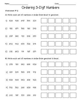 Ordering 3 Digit Numbers Grade 2nd 3rd By Family 2 Family Learning Resources