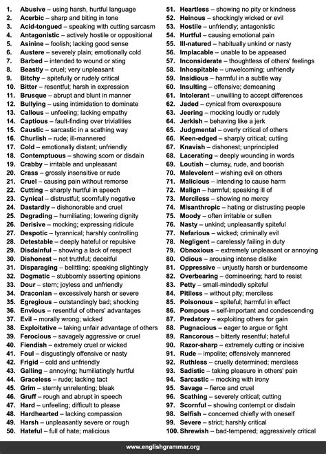 100 Other Words For Mean”