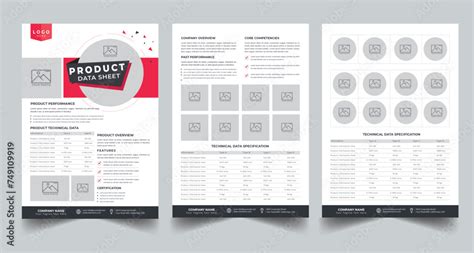 Product Data Sheet Technical Data Sheet Layout Template With 3 Style Design Layout Stock Vector