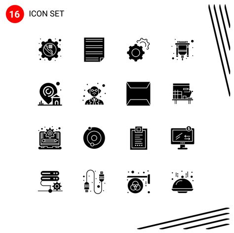 Stock Vector Icon Pack Of 16 Line Signs And Symbols For Location Usb Page Connector Setting