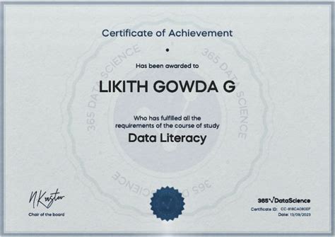 Im Excited To Share That Ive Earned My Data Literacy Course Offered By 365 Data Science