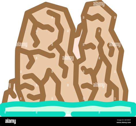 Splitting Rock Fracture Color Icon Vector Illustration Stock Vector