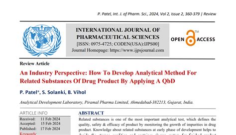 An Industry Perspective How To Develop Analytical Method For Related Substances Of Drug Product
