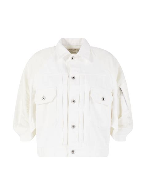 Sacai Denim Jacke Aus Twill In Weiß Auf Ungerde