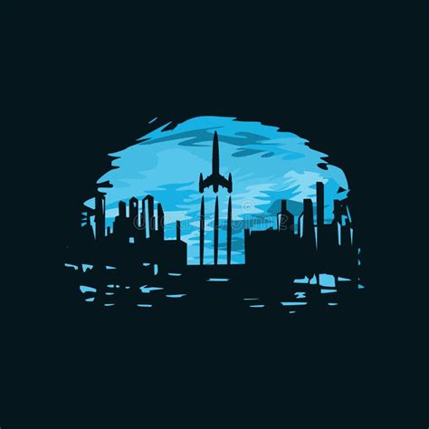 Vector Illustration Of A Rocket Plane Flying Into Space Stock