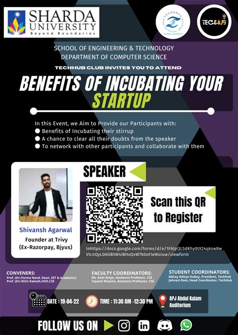 Techhub Sharda University On Linkedin Startup University Event Technology School