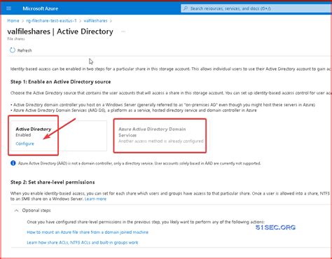 Azure File Shares Integrating With Local Ad Ds And Configure Access Via