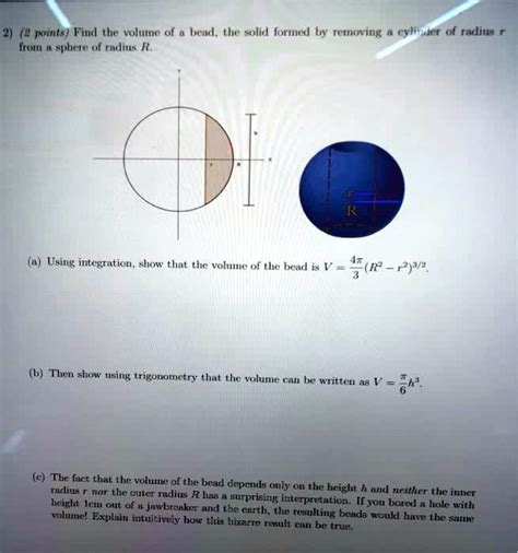 2 2 points find the volume of a bead the solid formed by removing a