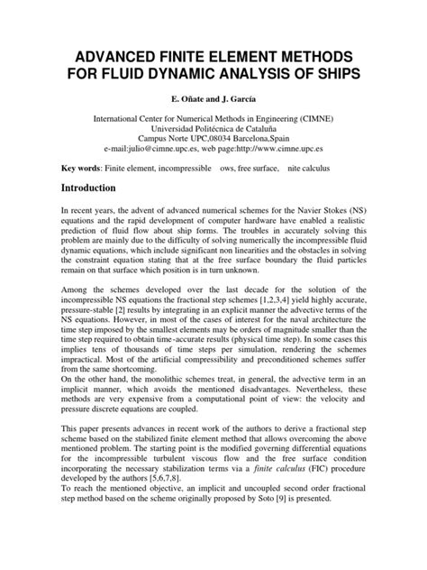 Pdf Advanced Finite Element Methods For Fluid Dynamic Analysis Of Ships Dokumentips