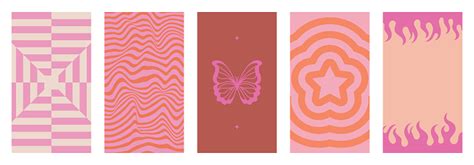 벡터 일러스트레이션 세로 추상 배경 및 그래픽 프린트 Y2k 그루비 미니멀 스타일의 소셜 미디어용 텍스트 복사 공간이 있는 장식용 스토리 템플릿 강렬하고 밝은 색상에 대한