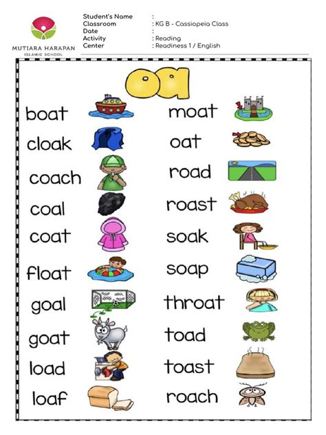 Vowel Oa Ow Oi Oy Words Pdf