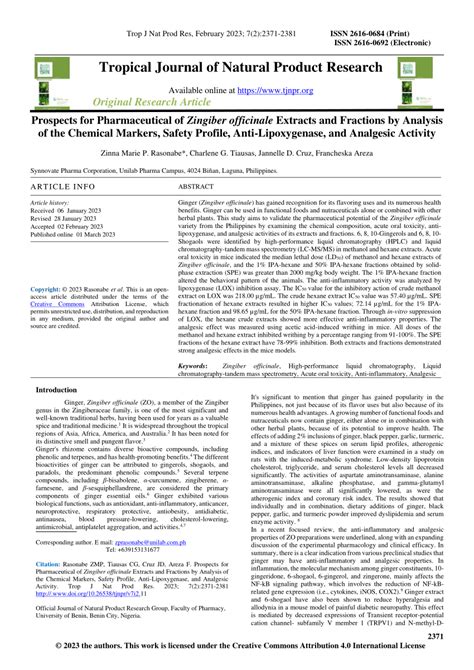 Pdf Tropical Journal Of Natural Product Research Original Research Article Prospects For