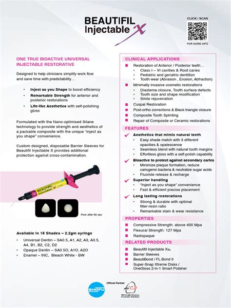 Product Brief Beautifil Injectable X Brochure Pdf Human Tooth Tooth